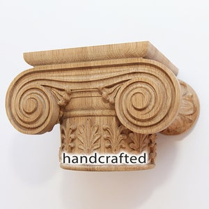Wood Carved Column Base Oak Round Capital - Etsy