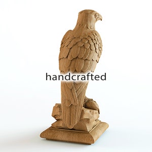 Newel Post Topper Bird Carving Wooden Post Cap Hawk Wood - Etsy