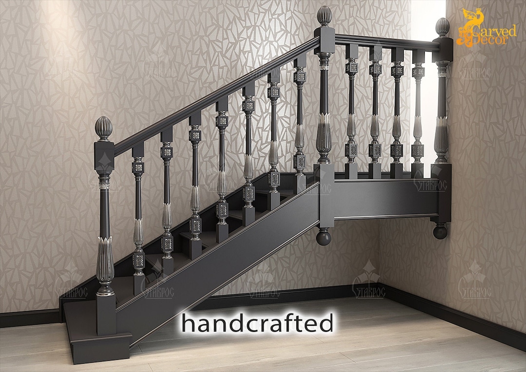 Decorative Wooden Baluster With Rosettes Carved Railing - Etsy