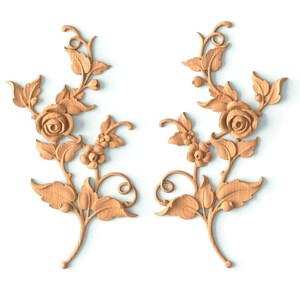 Floral Wood Appliques for Furniture and Cabinets (12-piece Set) - Etsy