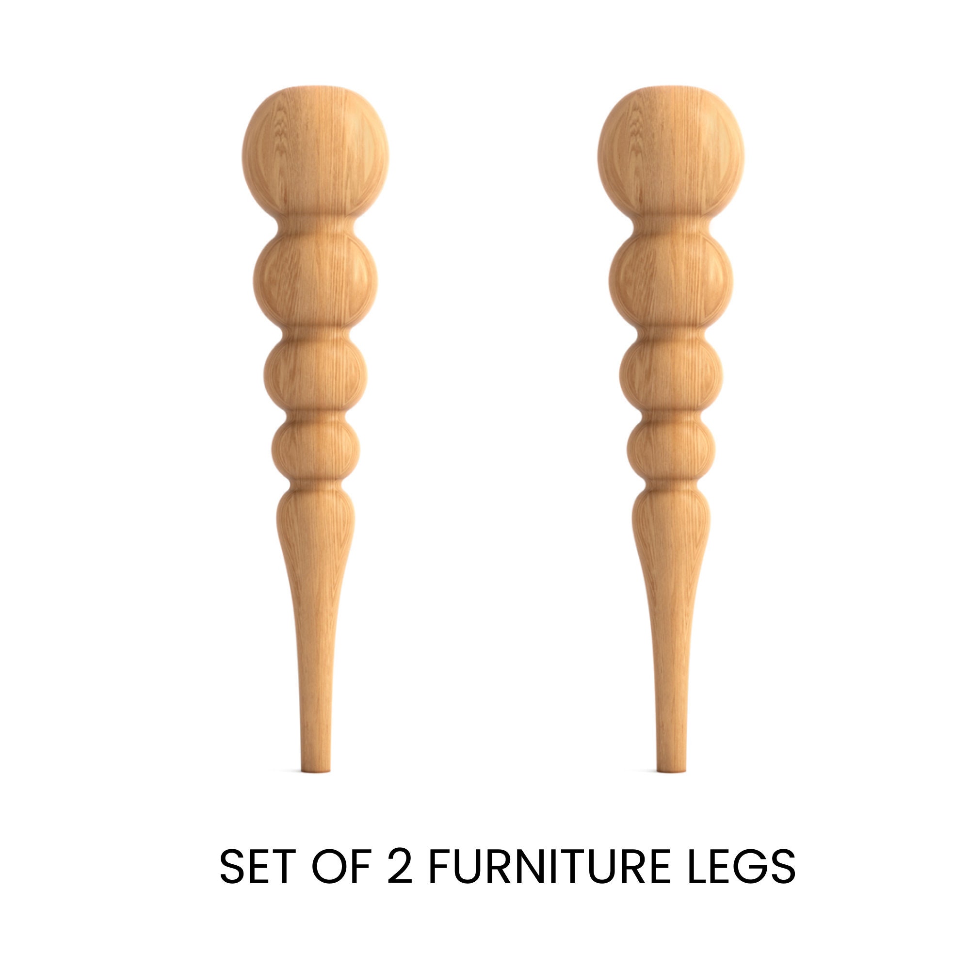 Turned Furniture Legs Tapered With Stacked Round Balls From Oak Etsy
