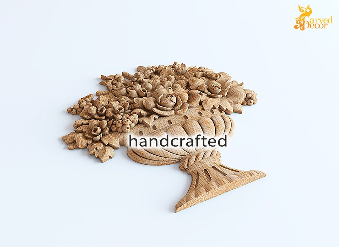 Bowl of Flowers Wood Carved Applique for Fireplace Mantel - Etsy