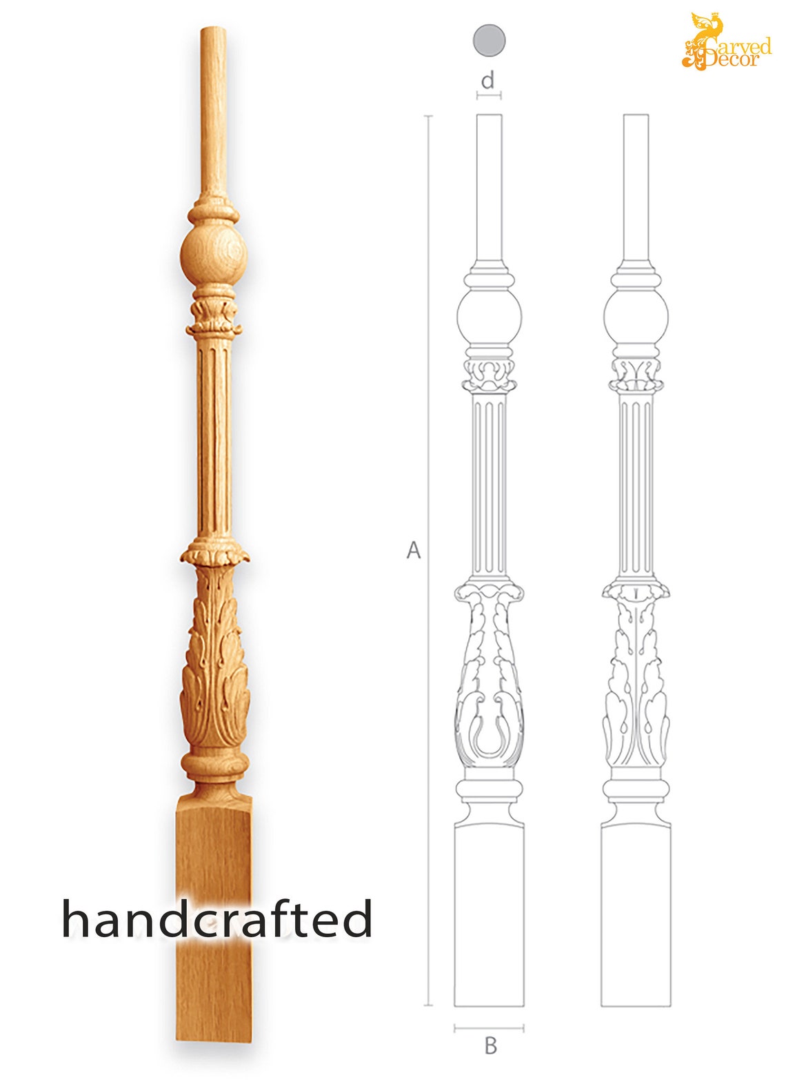 Luxury Carved Wooden Baluster for Stairs | Etsy