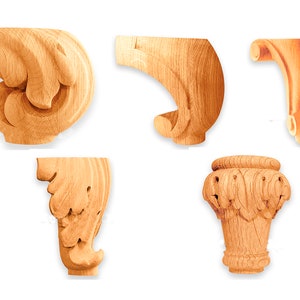 Antique Miniature Wooden Ornate Legs, Furniture Small Decorative Legs ...