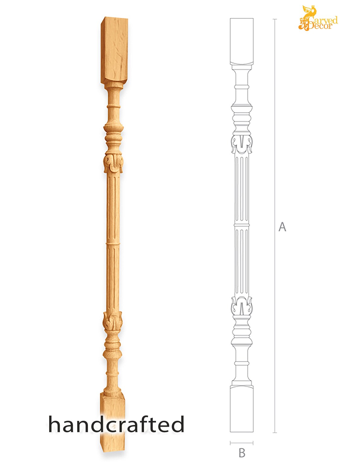 Hand carved classic baluster Interior staircase spindle | Etsy