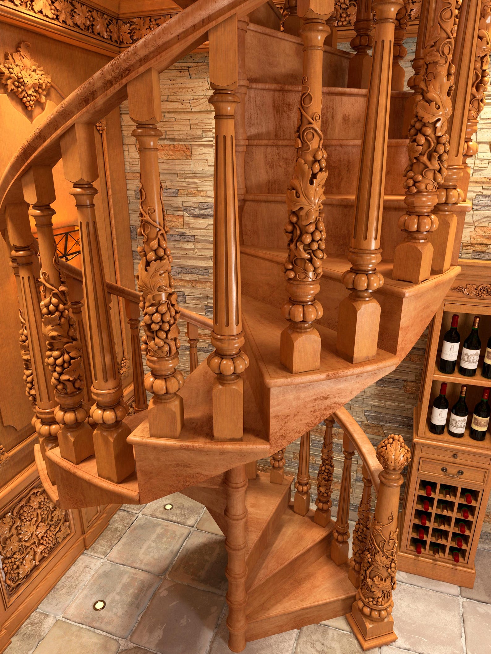 Stair Baluster From Oak, Relief Round Spindle for Staircase - Etsy