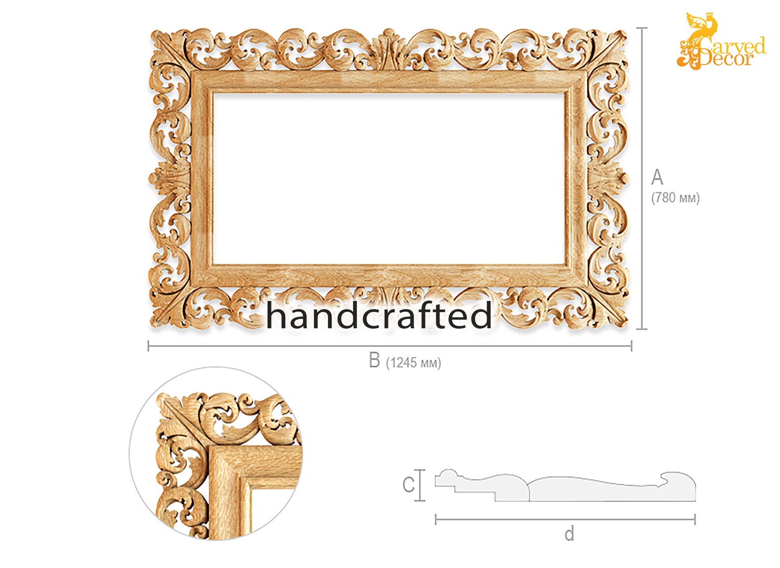 Large Classic Oak Mirror Frame Wooden Mirror Trim - Etsy