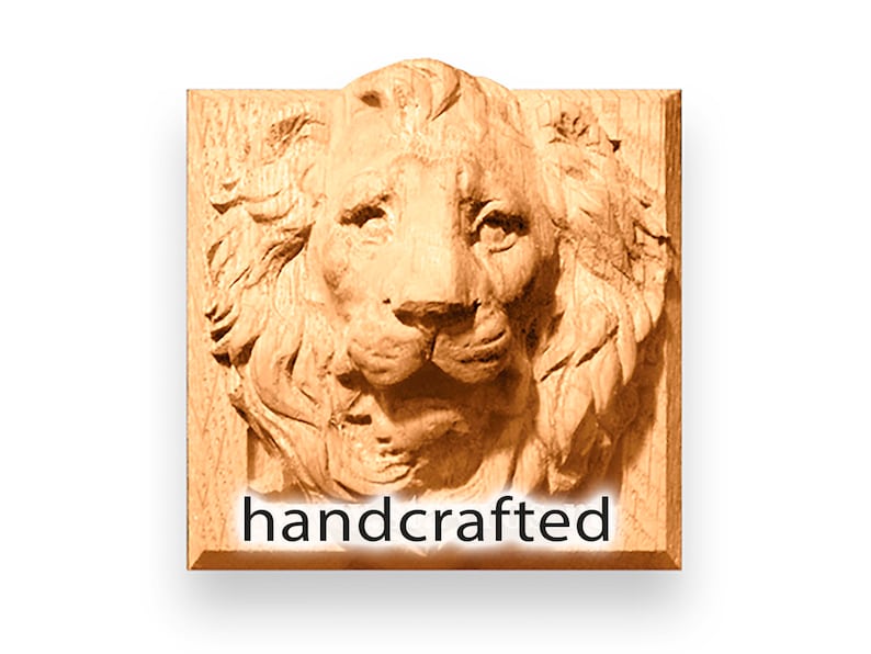 Unfinished Square Rosette Lion, Carved Lion Head Applique - Etsy