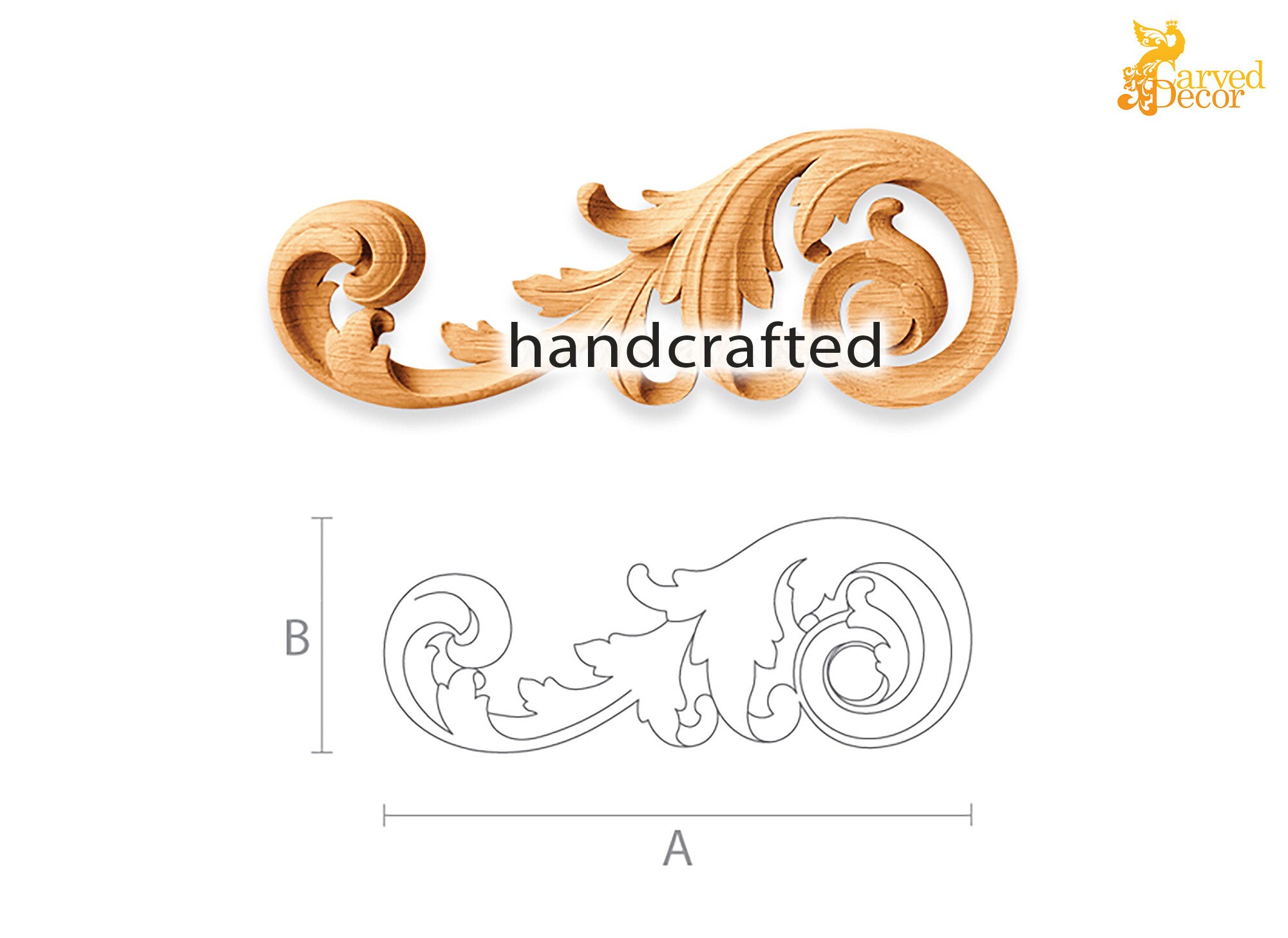 Acanthus Wooden Scroll Onlay Decorative Scroll Applique LEFT | Etsy
