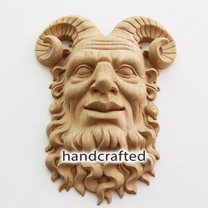 Carved Wood Face of Satyr - Sculpture Faun Satan Wall Art Decor - Etsy