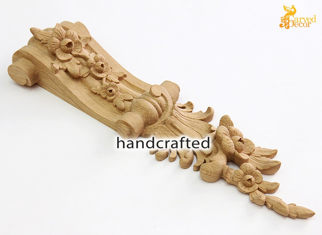 Pair Decorative Wooden Corbels With Flowers, Wood Carving Home Decor ...