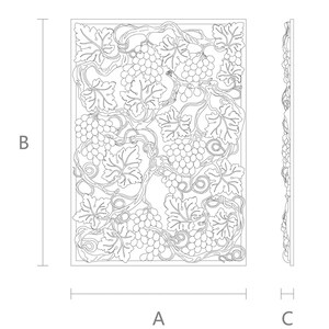 Wall Moulding Carved Wood Panel, Wooden Grapes, Rectangular Grape Vine ...