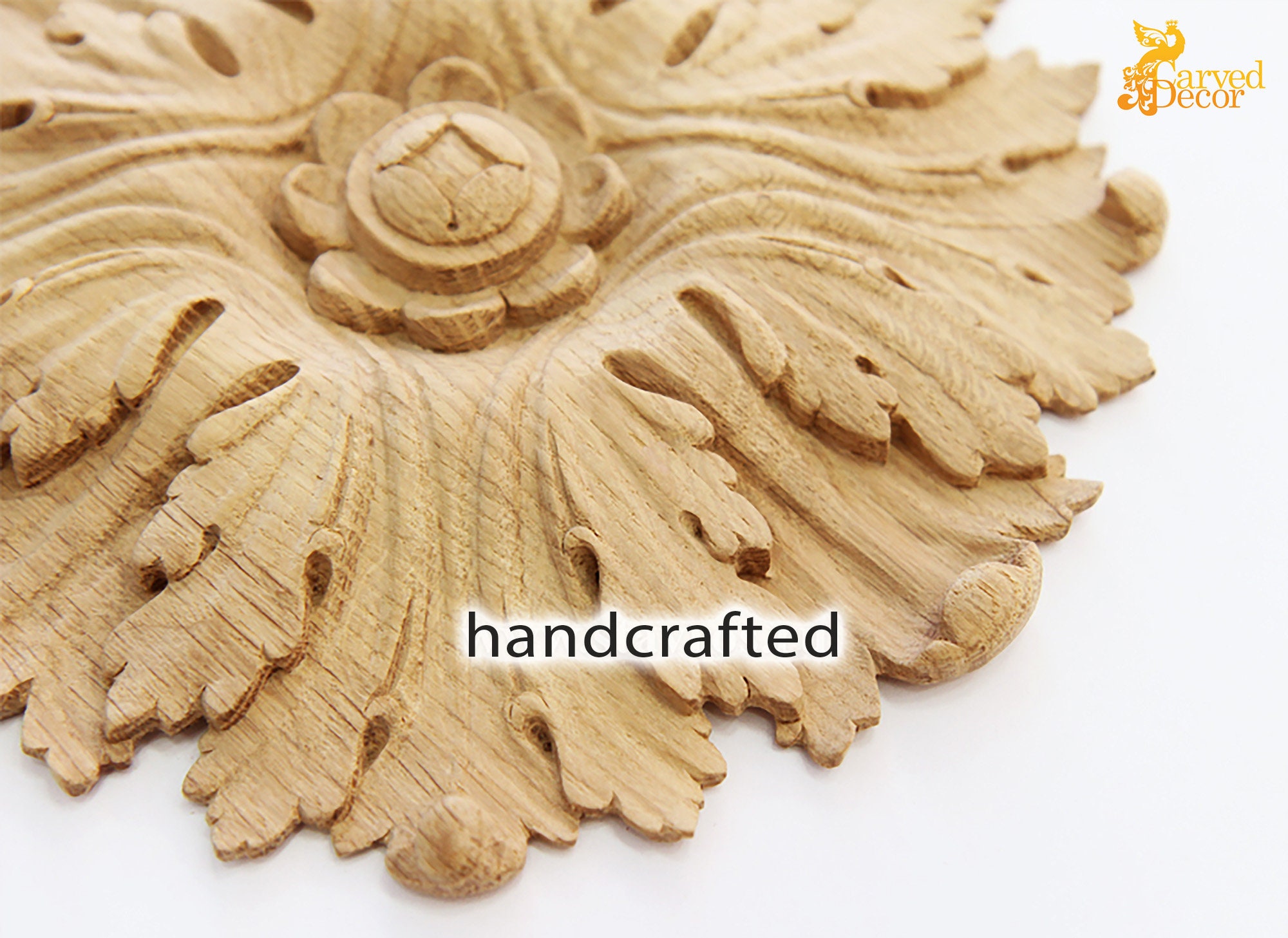 Floral Round Rosette Decorative Wood Applique - Etsy