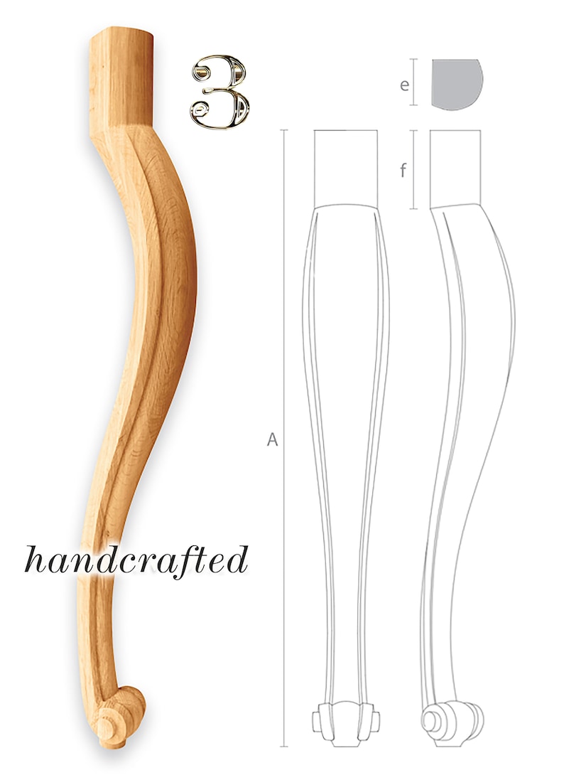 Cabriole Wooden Table Legs Queen Anne Style Table Legs - Etsy