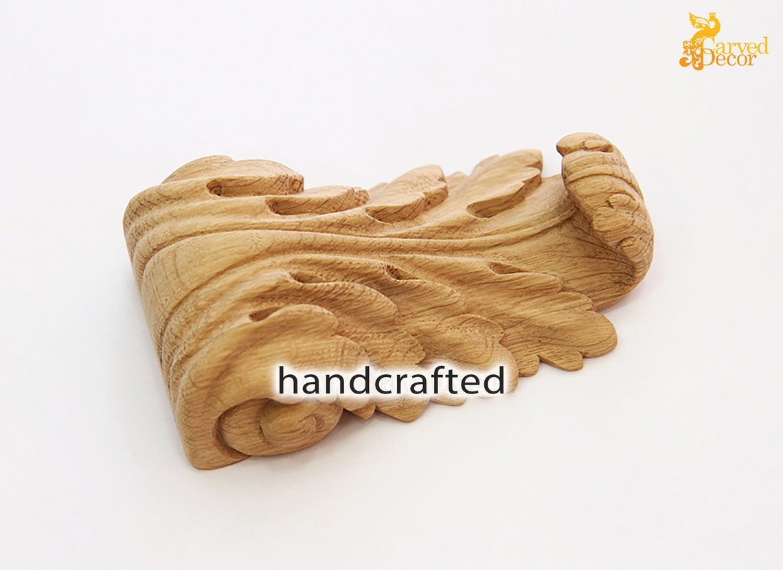 Decorative Flat Wooden Corbel Acanthus Leaf Bracket Decor | Etsy
