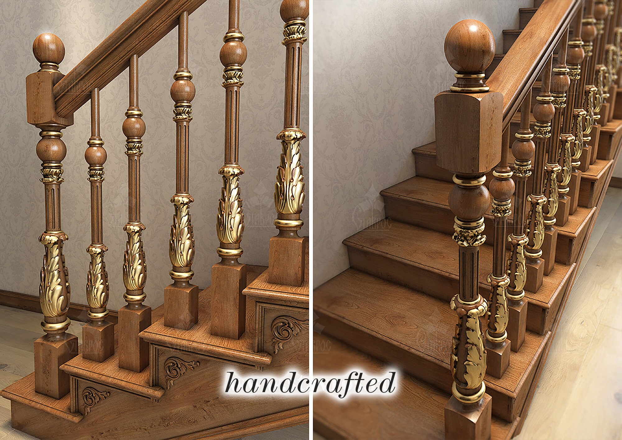 Luxury Carved Wooden Baluster for Stairs - Etsy