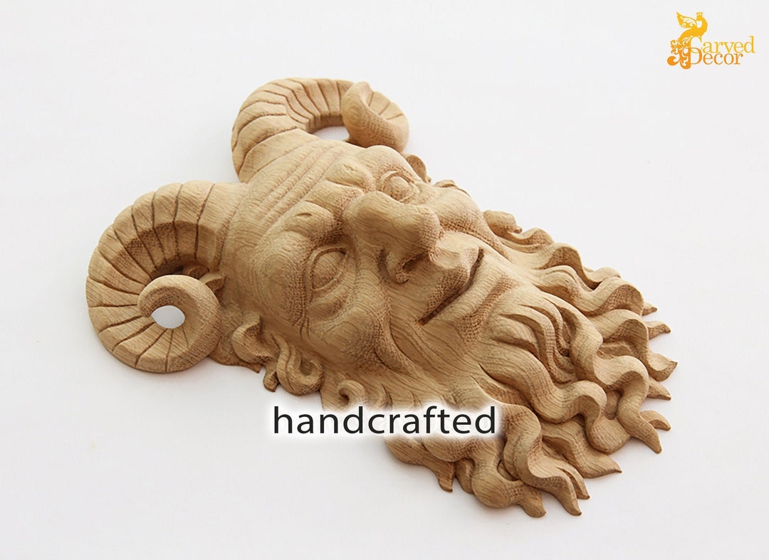 Carved Wood Face of Satyr Sculpture Faun Satan Wall Art Decor - Etsy