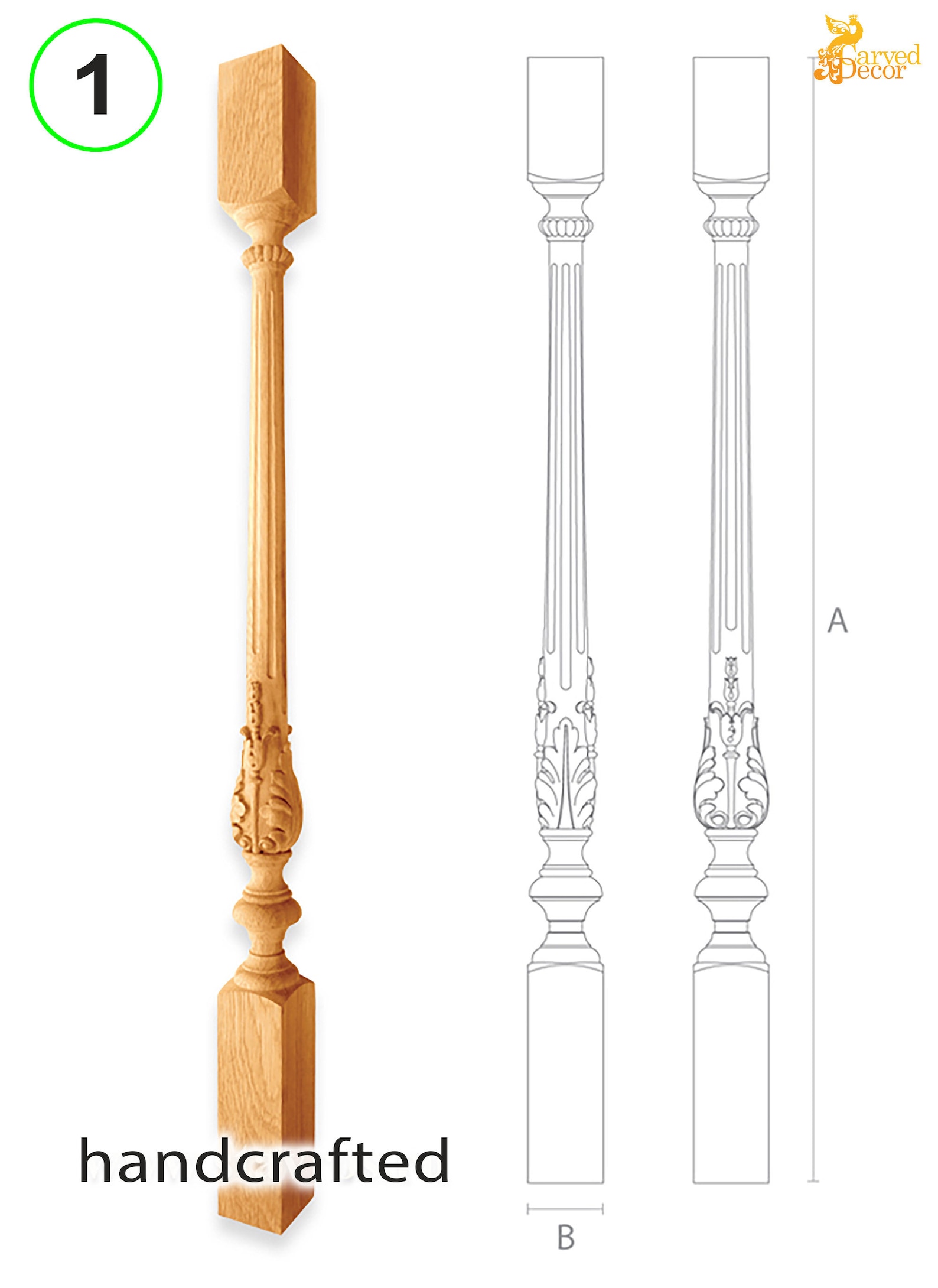 Carved Wooden Balusters for Staircase, Stair Banister - Etsy UK