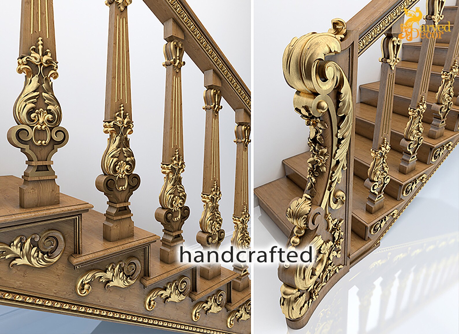 Large Floral Newel Post for Staircase Decor From Oak or Beech - Etsy
