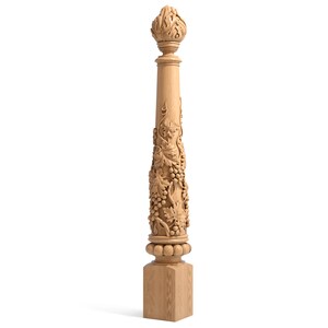 Oak Round Newel Post Grapes, Staircase Grapevine Decorative Post - Etsy
