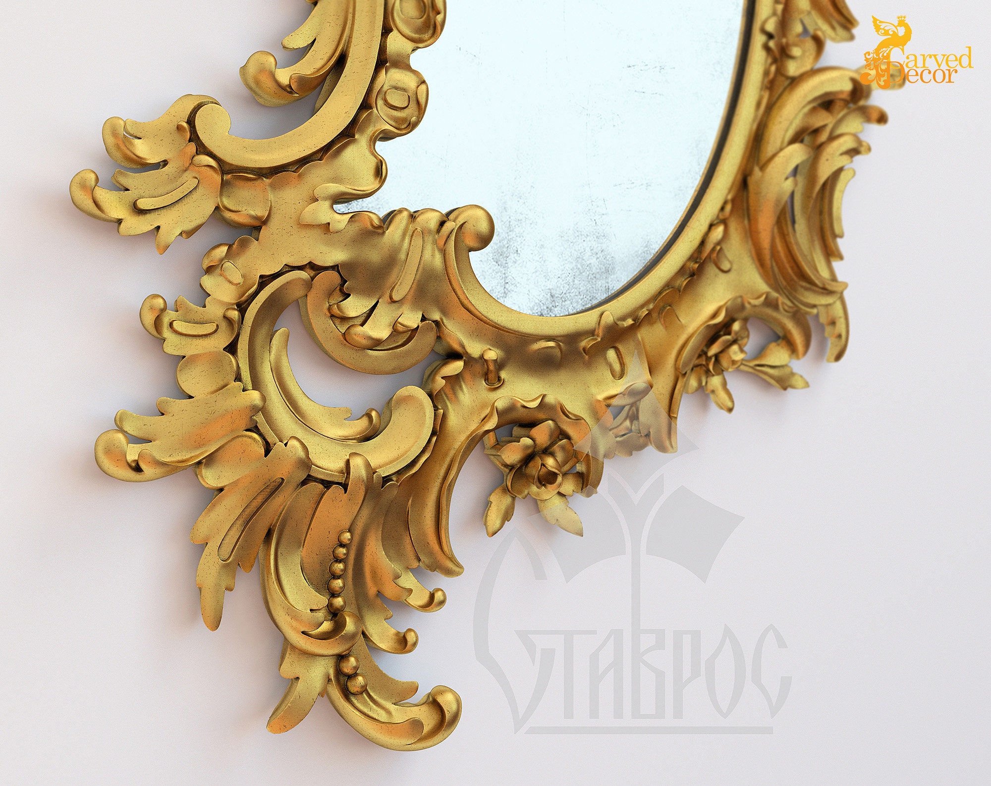 Rococo Wall Mounted Mirror Frame Carved Oak Mirror Trim - Etsy