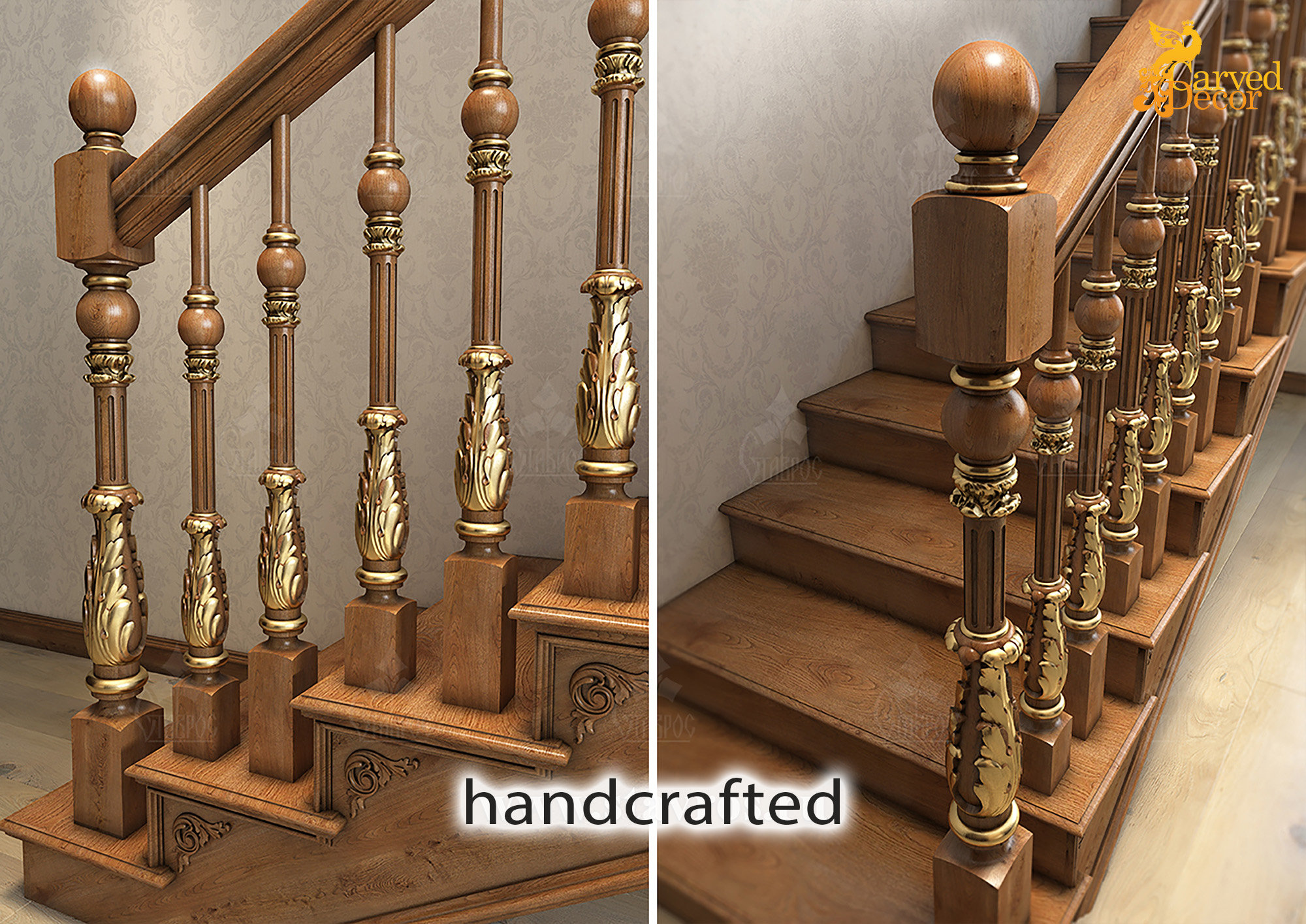 Turn Newel Post Wood Carving Renaissance Acanthus Staircase | Etsy