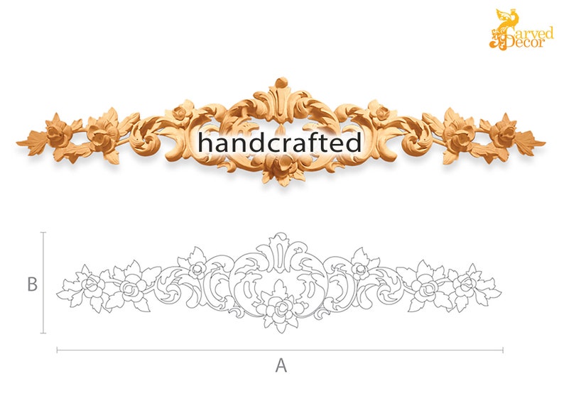 Floral Center Carved Wood Inlay for Cabinets Fireplace - Etsy