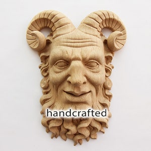 Carved Wood Face of Satyr Sculpture Faun Satan Wall Art Decor - Etsy