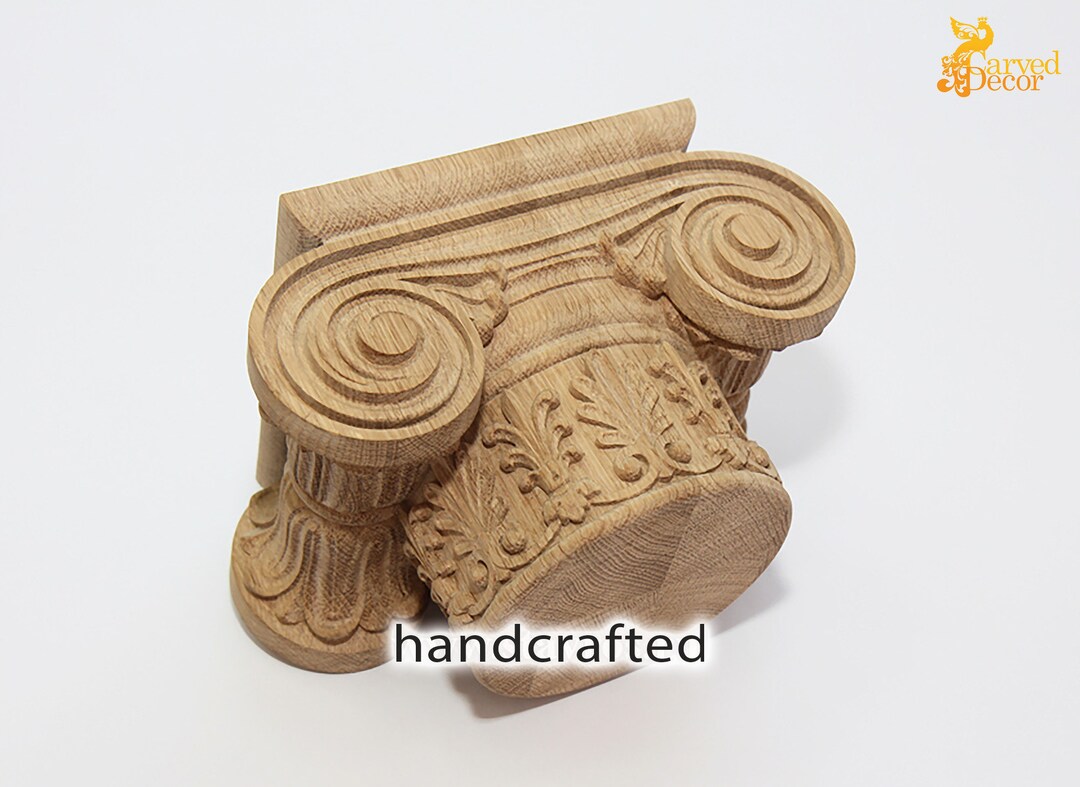 Wood Carved Column Base Oak Round Capital - Etsy