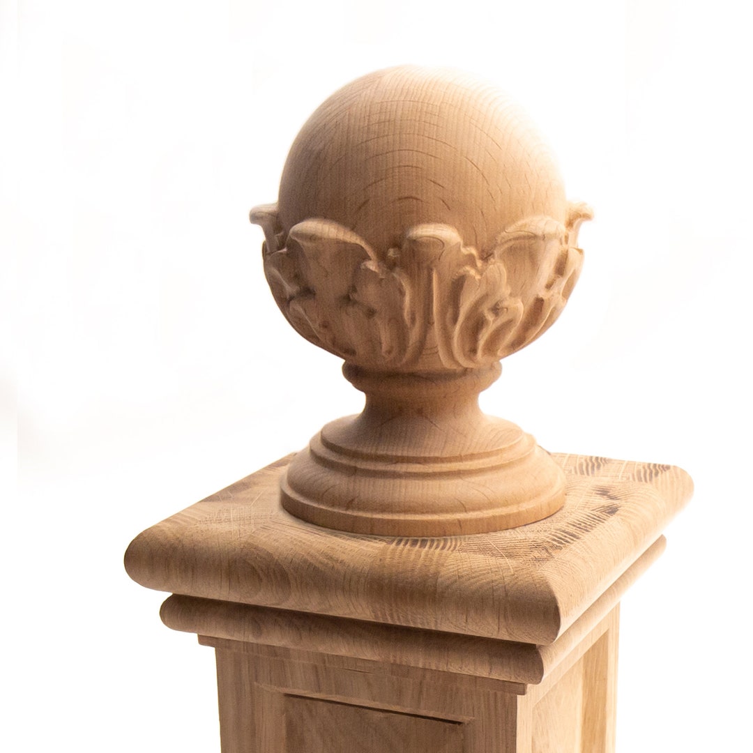 Ball Decorative Newel Post Cap, Round Carved Finial Hardware Set (2 Pc ...