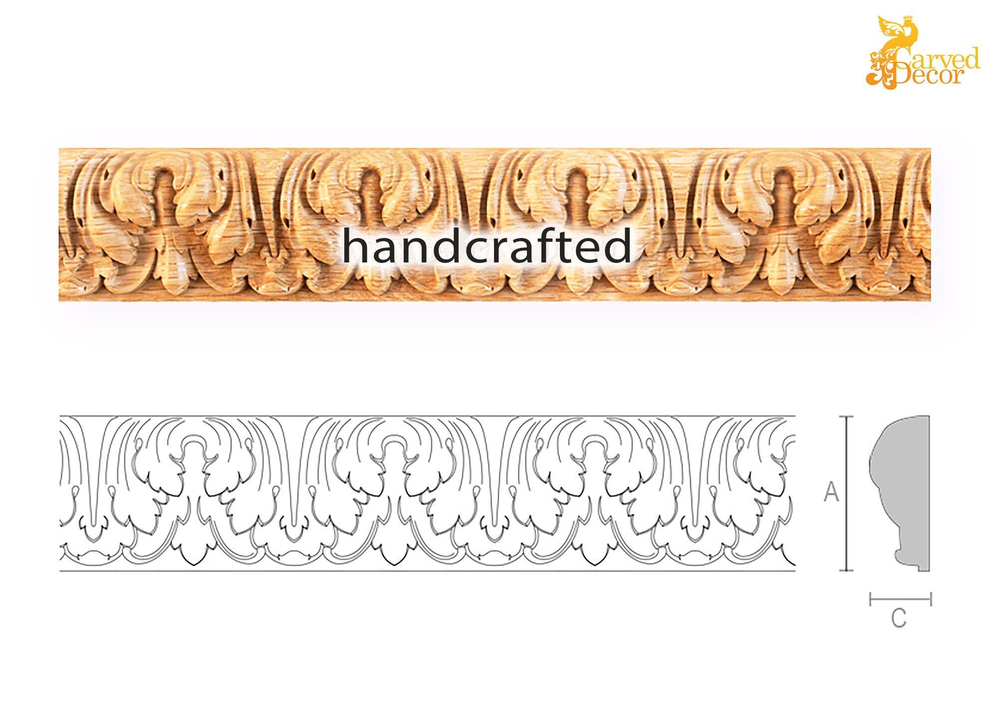 Acanthus Decorative Moulding 78 From Oak - Etsy