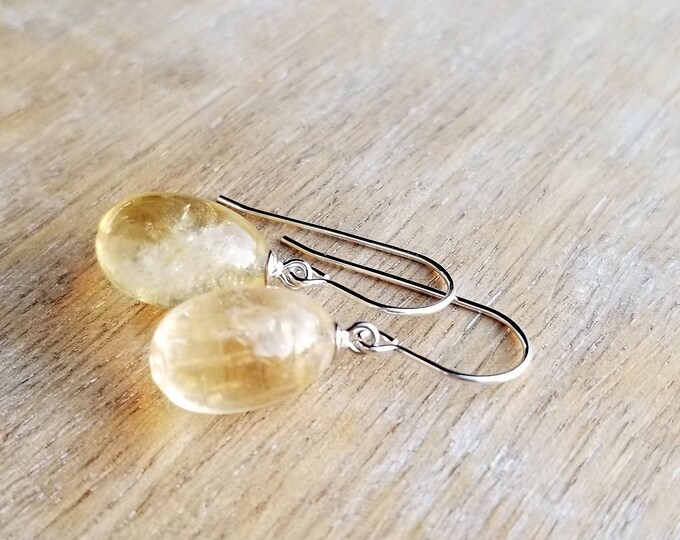 Citrine Earrings Sterling Silver, Citrine Jewelry, Small Citrine Dangle ...