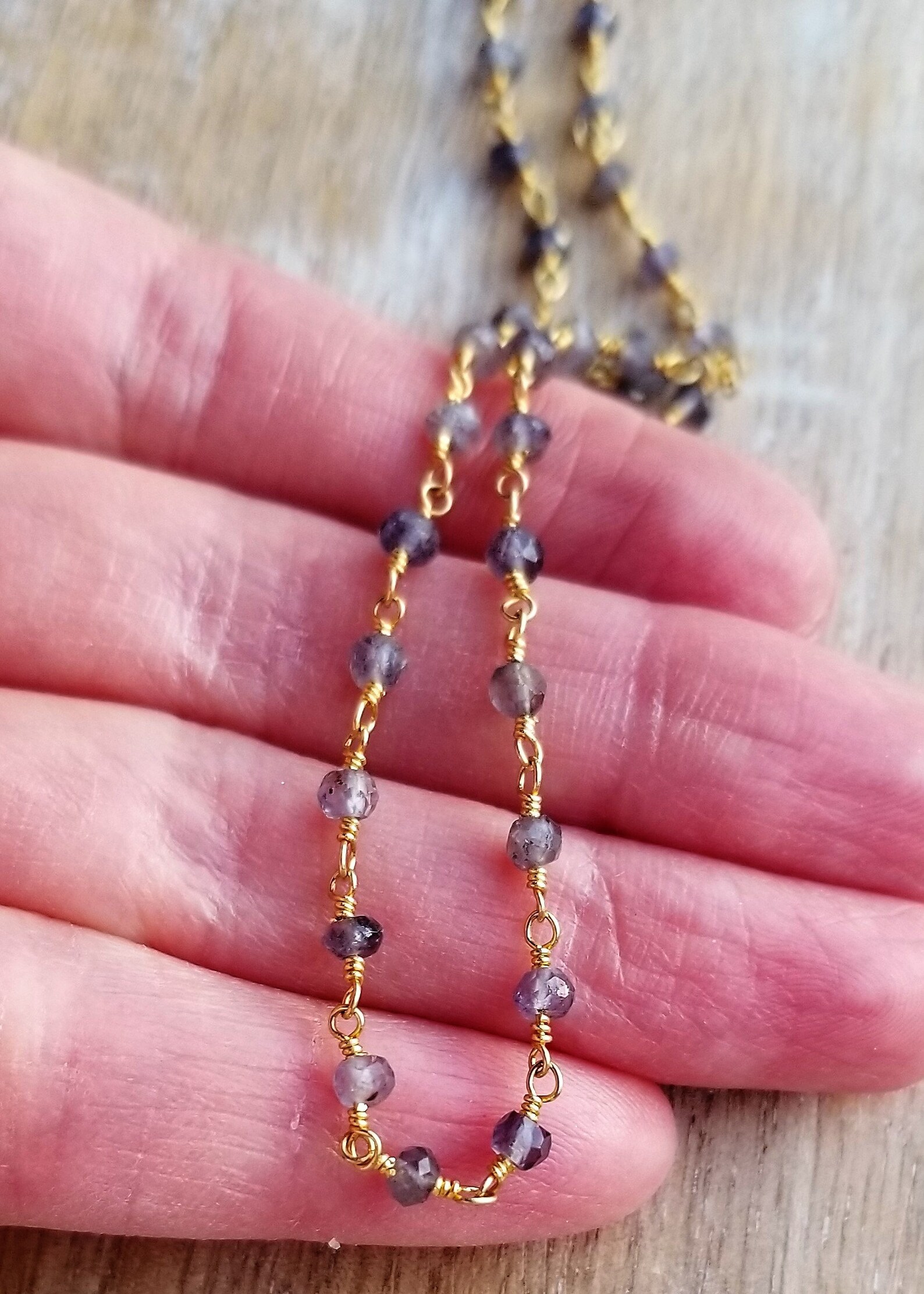 Natural Gray Jade Necklace Gold Gray Jade Beaded Necklace 16 | Etsy