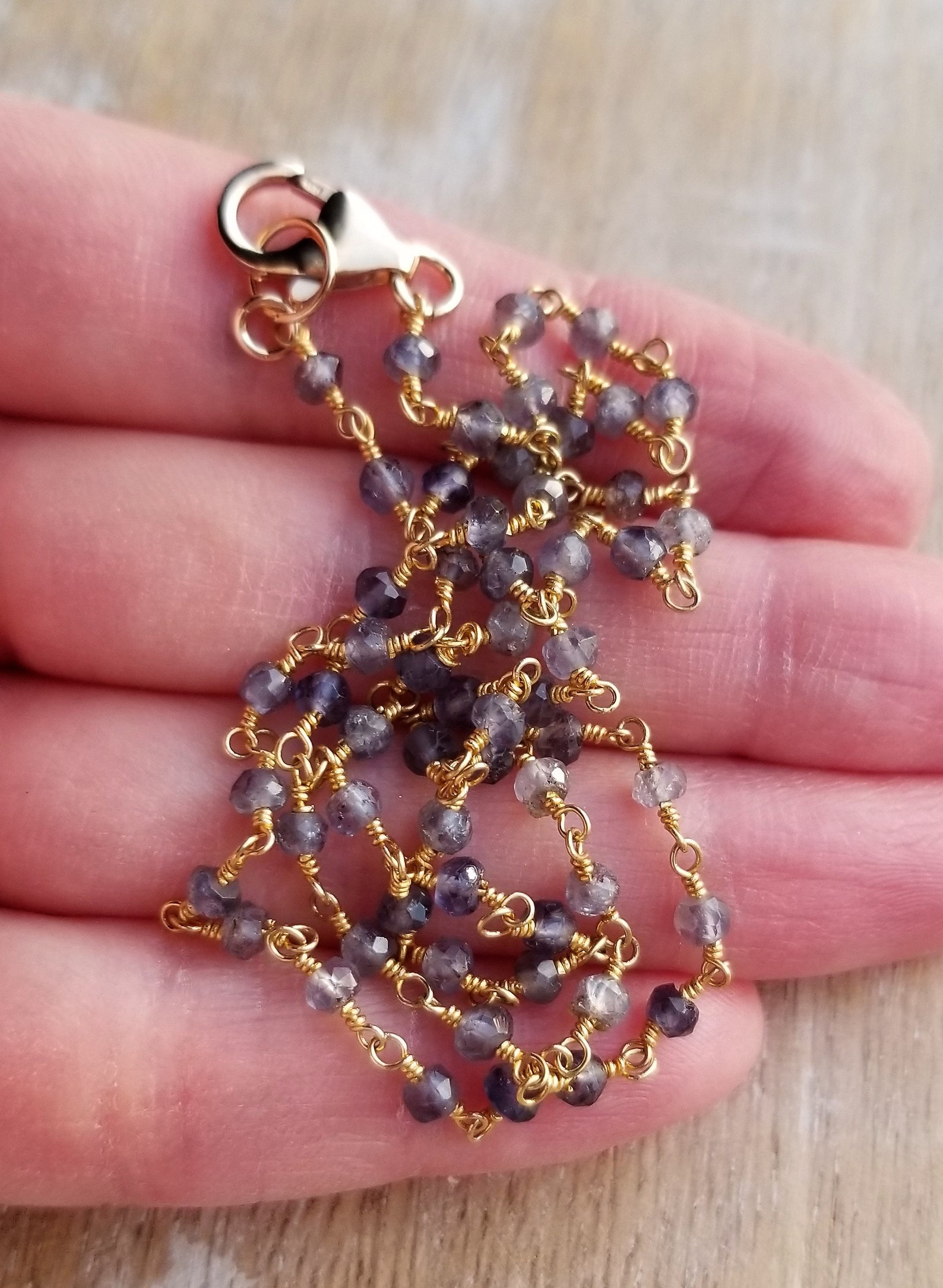 Natural Gray Jade Necklace Gold Gray Jade Beaded Necklace 16 | Etsy