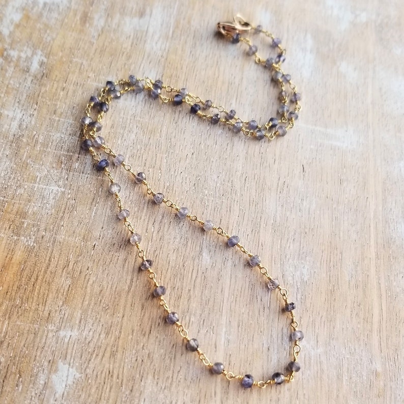 Natural Gray Jade Necklace Gold Gray Jade Beaded Necklace 16 | Etsy