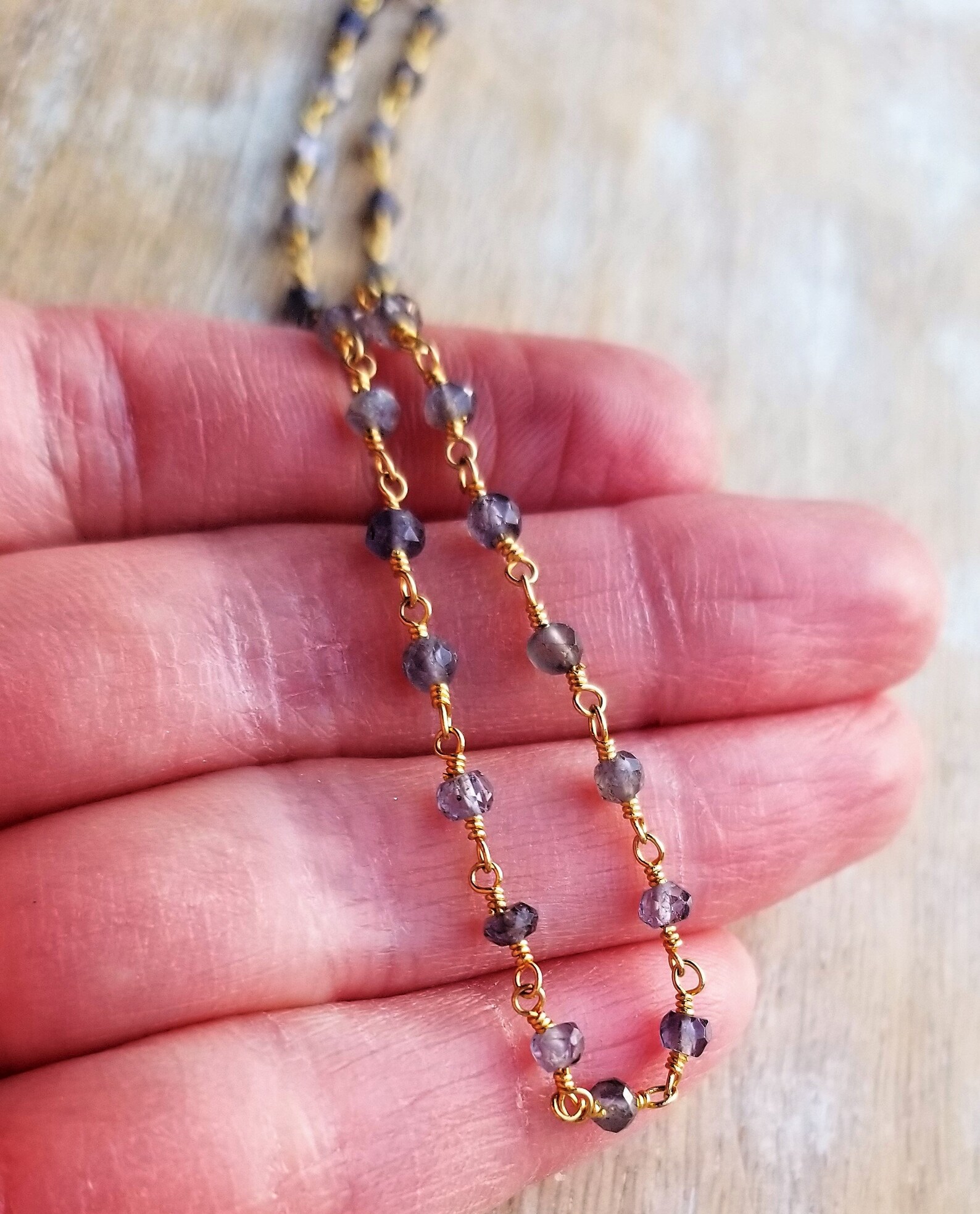 Natural Gray Jade Necklace Gold Gray Jade Beaded Necklace 16 | Etsy