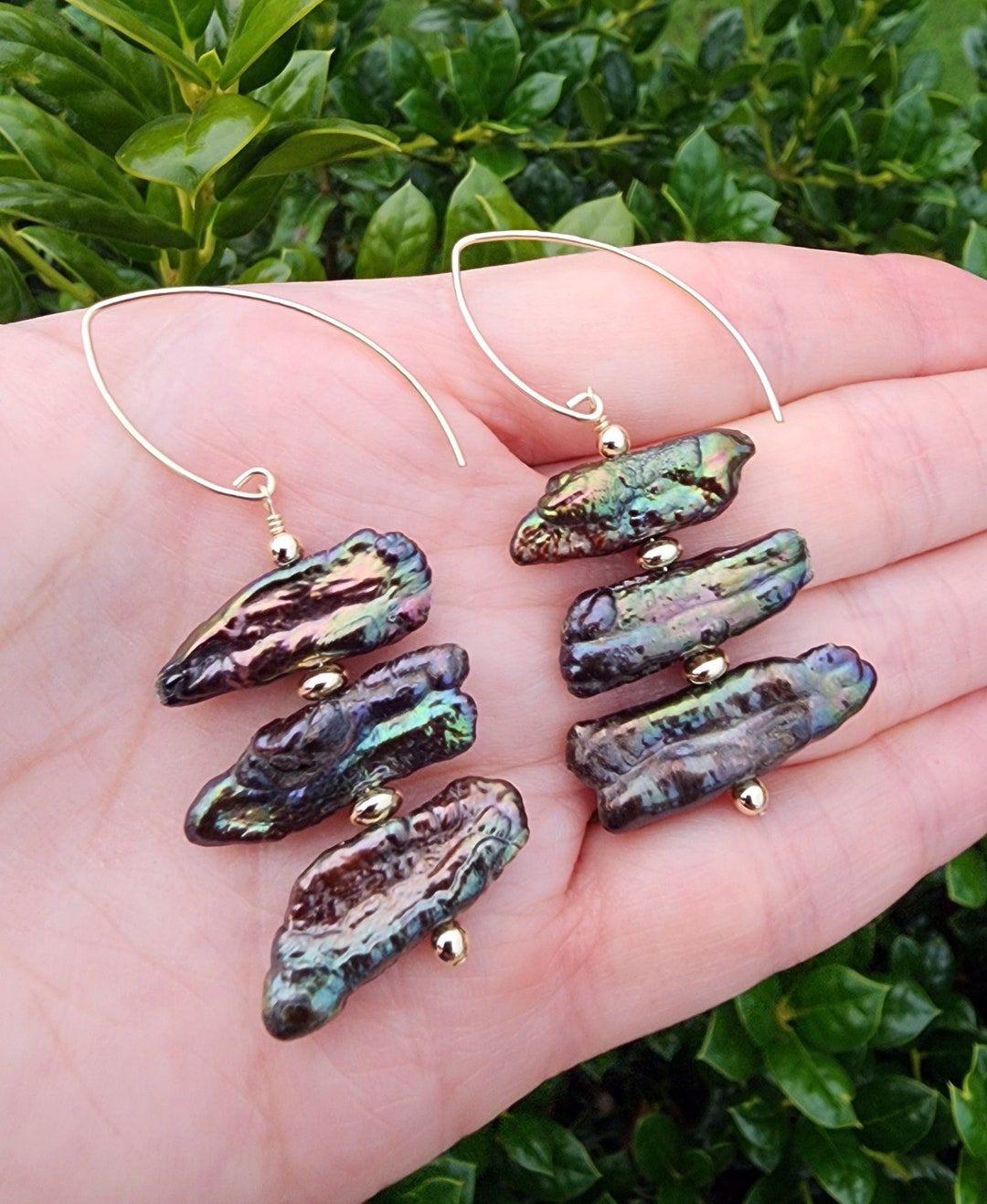 Peacock Biwa Pearl Earrings Gold, Pretty Pearl Earrings, Modern Pearl ...