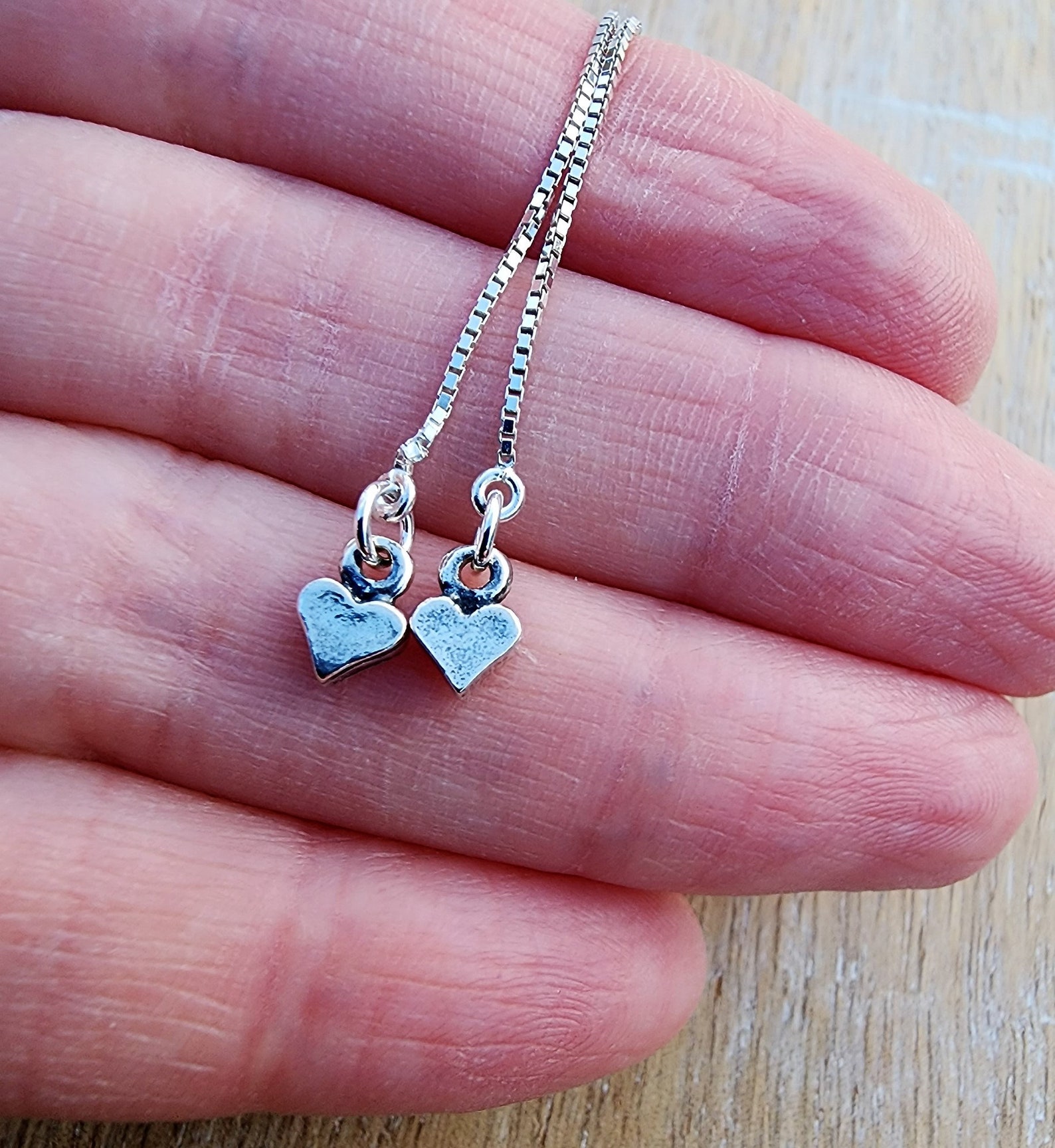 Tiny Heart Earrings Sterling Silver Sterling Silver Threader - Etsy
