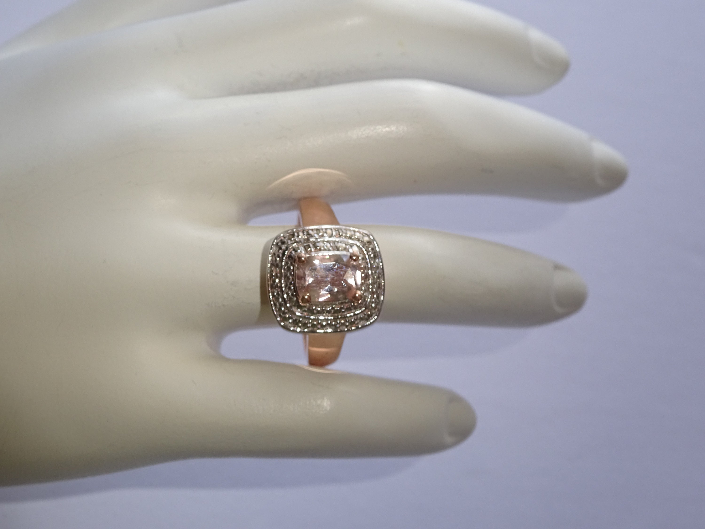Rose Gold Plated Sterling Silver Square Stone Morganite Ring | Etsy