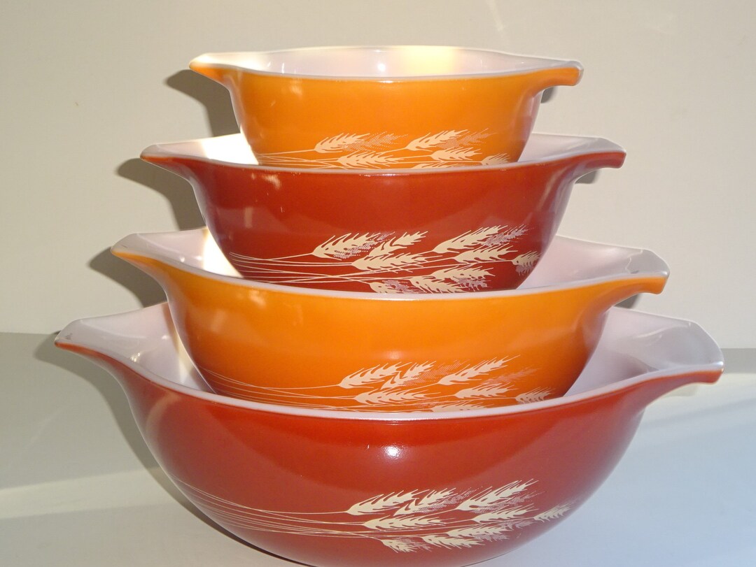 Complete Set of Pyrex Pumpkin / Green AUTUM HARVEST Pattern Cinderella ...