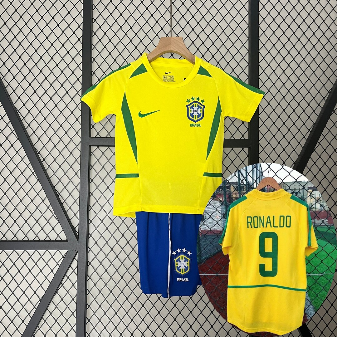 Retro Kids Brazil World Cup 2002 Ronaldo 9 Retro Jersey, Brazil World ...