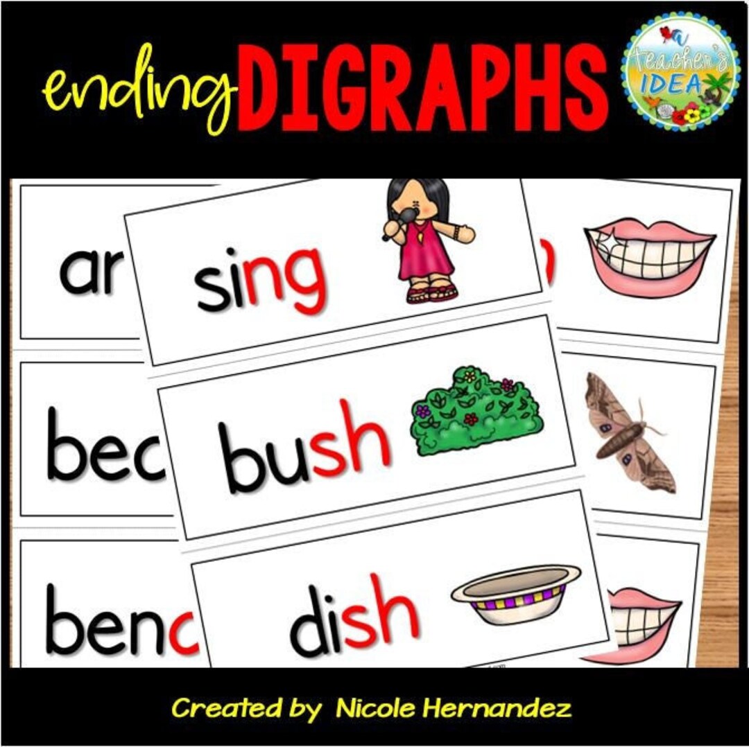 Ending Digraphs Word Cards - Etsy