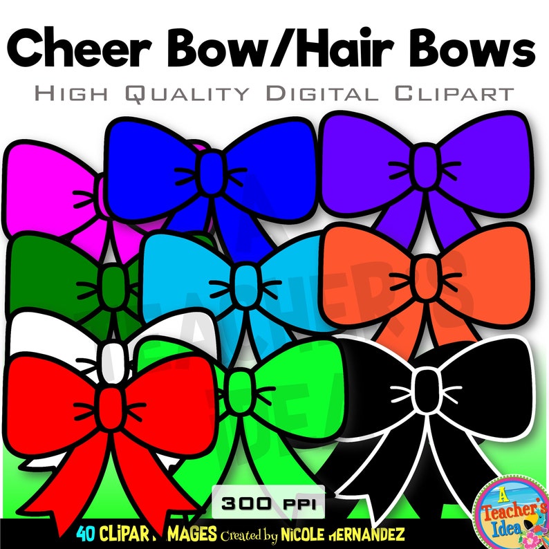Cheer Bows / Hair Bows Clipart for Commercial Use Digital - Etsy