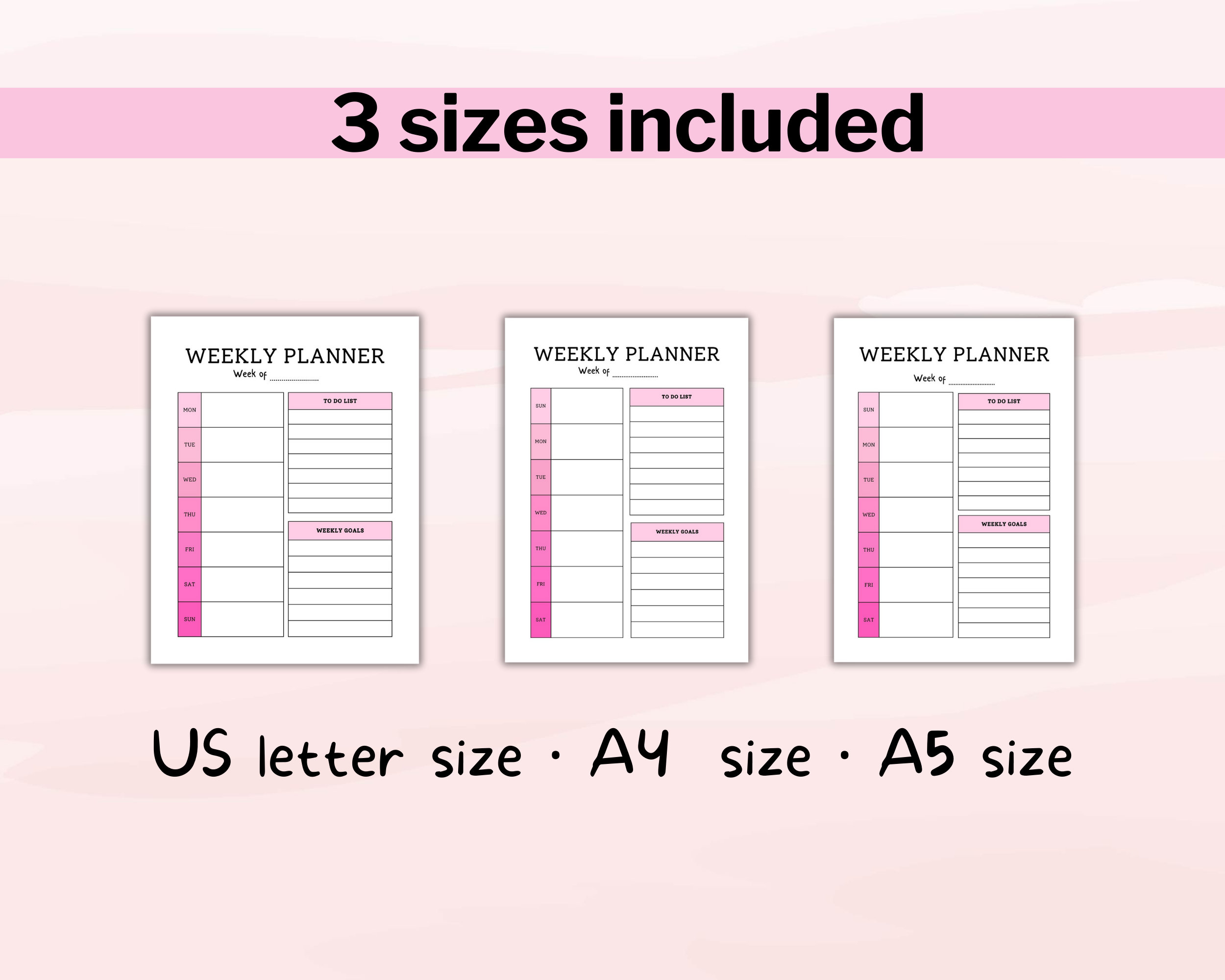 Undated Weekly Planner Printable Printable Weekly - Etsy