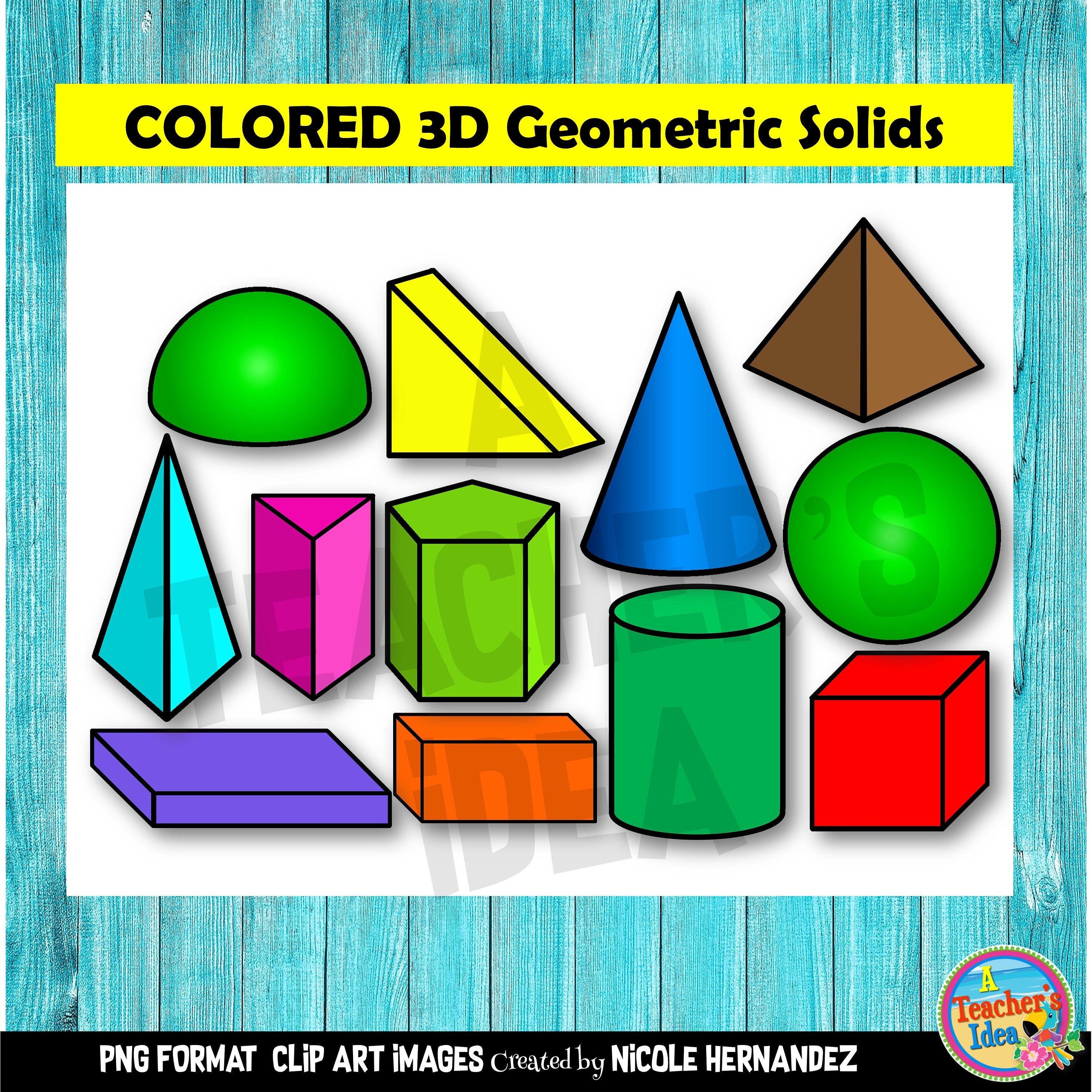 3D Shapes Clipart Solid Shapes PNG Clipart Digital Download - Etsy Canada