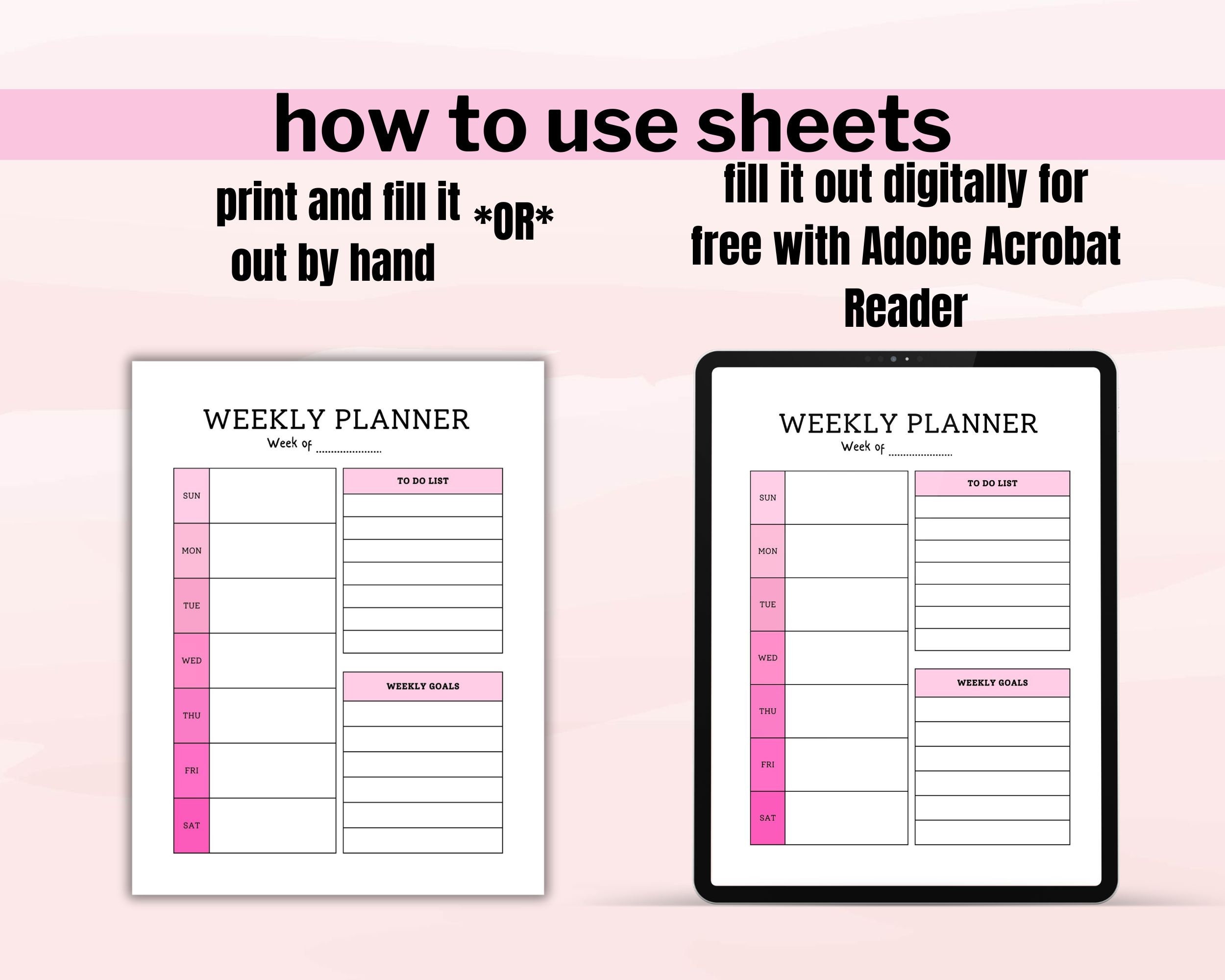 Undated Weekly Planner Printable Printable Weekly - Etsy