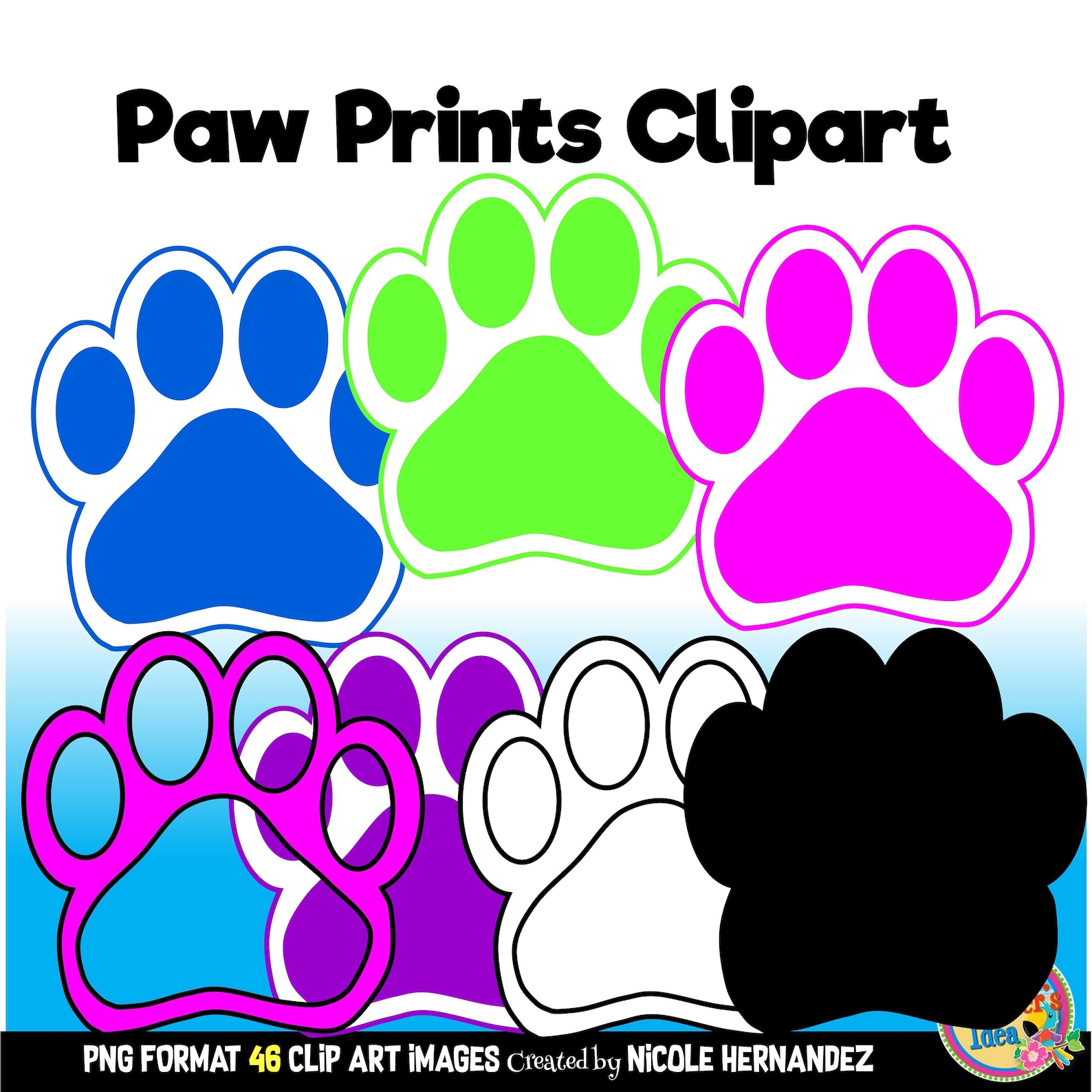 Paw Print Clipart, Dog Paws Clipart Commercial Use, Png Images - Etsy