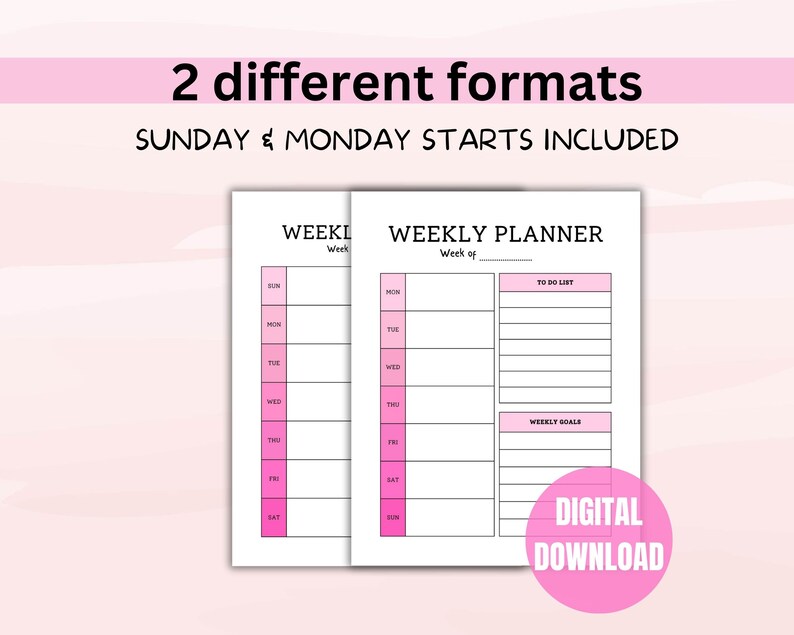 Undated Weekly Planner Printable Printable Weekly - Etsy