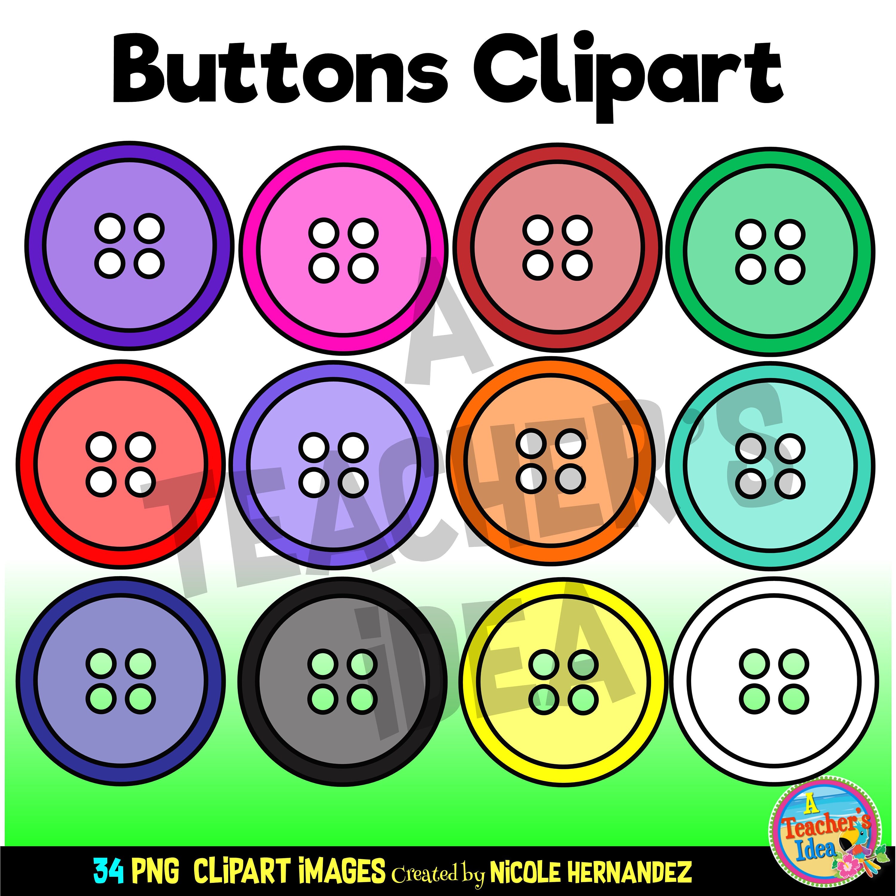 Buttons Clipart for Commercial Use, Digital Clipart, Png, Jpg Images - Etsy