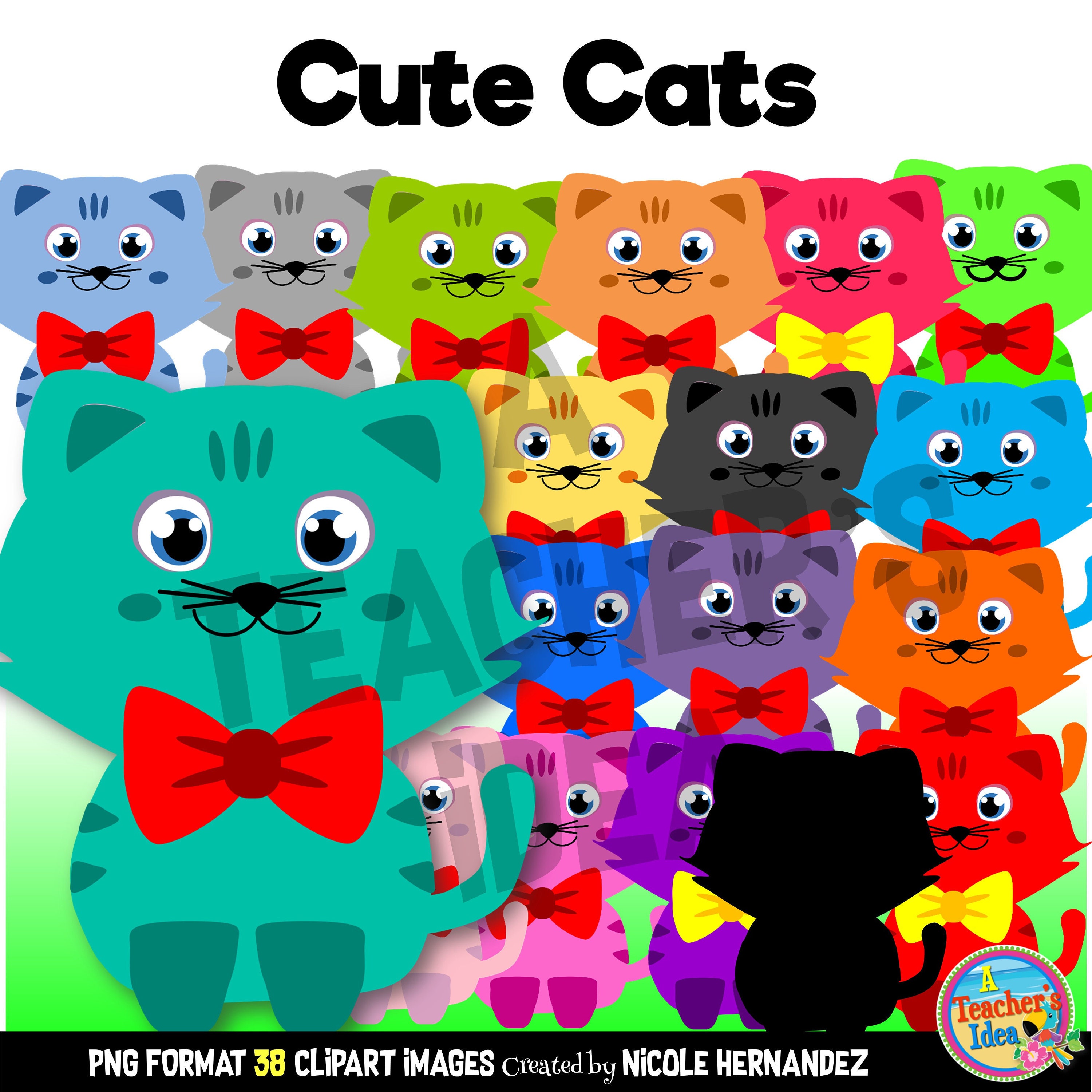 Cute Cats Clipart for Commercial Use PNG Images JPG Images - Etsy